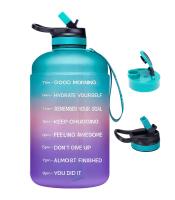 China Motivational Water Bottle for Gym Sport Time Marker Frosted Plastic Eco BPA Free for sale