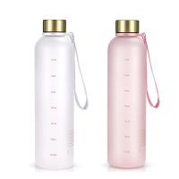 China Motivational Water Bottle for Gym Sport Time Marker Frosted Plastic Eco BPA Free for sale