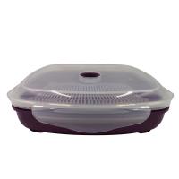China 1-Tier Plastic Square Microwave Steamer for Vegetables and Rice Party-Friendly Design for sale