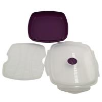 China 1-Tier Plastic Square Microwave Steamer for Vegetables and Rice Party-Friendly Design for sale