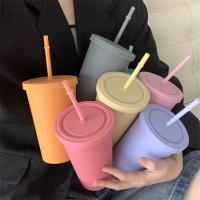 China Reusable Plastic AS PP Tumbler with Straw and Lid Custom Logo Water Cup for Iced Coffee Travel Mug for sale