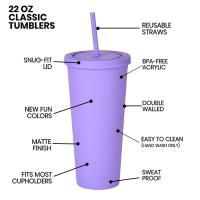 China Reusable Plastic AS PP Tumbler with Straw and Lid Custom Logo Water Cup for Iced Coffee Travel Mug for sale