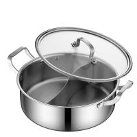 China Chinese Stainless Steel 2 Compartment Induction Cooker 26cm Hot Stock Pots with Cover for sale