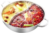China Chinese Stainless Steel 2 Compartment Induction Cooker 26cm Hot Stock Pots with Cover for sale