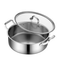 China Chinese Stainless Steel 2 Compartment Induction Cooker 26cm Hot Stock Pots with Cover for sale