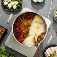 China Chinese Stainless Steel 2 Compartment Induction Cooker 26cm Hot Stock Pots with Cover for sale