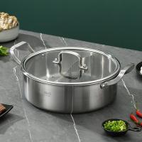 China Chinese Stainless Steel 2 Compartment Induction Cooker 26cm Hot Stock Pots with Cover for sale