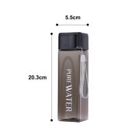 China Back to School Essential Clear Frosted Square Portable Plastic Water Bottle with Rope for sale