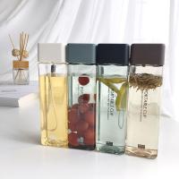 China Back to School Essential Clear Frosted Square Portable Plastic Water Bottle with Rope for sale