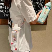 China Gym-Ready Kawaii Water Bottle with 3D Sticker 700ml/900ml Plastic Travel Milk Portable for sale