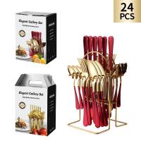 China 24 Pieces Stainless Steel Cutlery Knife Fork Spoon Flatware Cubiertos with Gift Box for sale