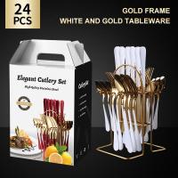 China 24 Pieces Stainless Steel Cutlery Knife Fork Spoon Flatware Cubiertos with Gift Box for sale