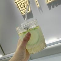 China Coffee Mugs Portable Female Entourage Cold Milk Tea Glass with Handle and straw lid for sale