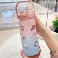 China Motivational Water Bottle with Time Marker BPA Free 64OZ and Gradient Color Design for sale