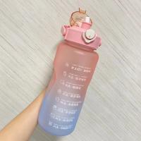 China Motivational Water Bottle with Time Marker BPA Free 64OZ and Gradient Color Design for sale