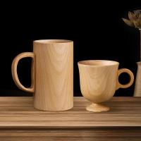 China Japanese Creative Wooden Coffee Mug Household Solid Wood Handle Handy Cup for sale