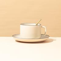 China 250ml Capacity Nordic Matte Ceramic Coffee Mug and Plate Bundle with Matching Spoon for sale