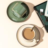 China 250ml Capacity Nordic Matte Ceramic Coffee Mug and Plate Bundle with Matching Spoon for sale