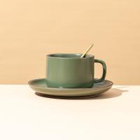 China 250ml Capacity Nordic Matte Ceramic Coffee Mug and Plate Bundle with Matching Spoon for sale