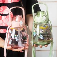 China Convenient Wide Mouth Sports Water Bottle 38oz Custom Design Clear Plastic with Straw for sale
