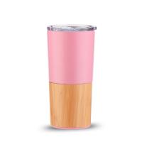 China Sustainable 20oz Half Bamboo Shell Vacuum Insulated Tumbler Travel Coffee Mug Capacity for sale