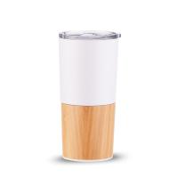 China Sustainable 20oz Half Bamboo Shell Vacuum Insulated Tumbler Travel Coffee Mug Capacity for sale