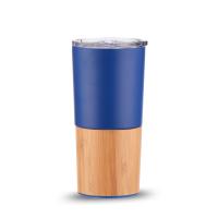 China Sustainable 20oz Half Bamboo Shell Vacuum Insulated Tumbler Travel Coffee Mug Capacity for sale