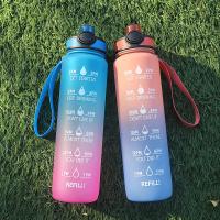 China 1L Capacity Sports Water Bottle with Time Marker and Direct Drinking Straw BPA Free for sale