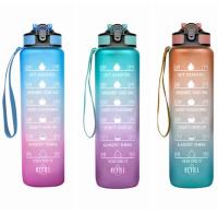 China 1L Capacity Sports Water Bottle with Time Marker and Direct Drinking Straw BPA Free for sale