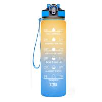 China 1L Capacity Sports Water Bottle with Time Marker and Direct Drinking Straw BPA Free for sale