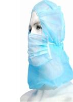 China PP Non Woven Disposable Hood Space Cap Sew With 2/3 Ply Face Mask Free Samples for sale