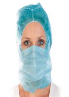 China PP Non Woven Disposable Hood Space Cap Sew With 2/3 Ply Face Mask Free Samples for sale