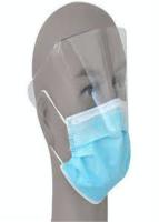 China Hospital Blue Disposable Medical Mask with Plastic Fluid Repellent Shield for sale