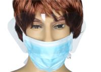 China Hospital Blue Disposable Medical Mask with Plastic Fluid Repellent Shield for sale