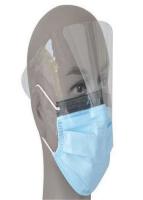 China Anti Fog 3 Ply Disposable Face Mask With Transparent Plastic Visor Fluid Repellent for sale