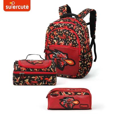 China Supercute 3 In 1 Wholesale Backpack Custom School Backpack Set Lunch Bag Pencil Bag for sale