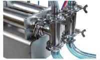 China Electric Liquid Filling Packaging Machine , Horizontal Dual Head Piston Filler for sale