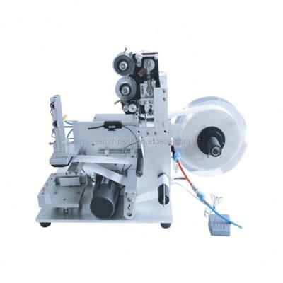 China Adhesive Sticker Semi Automatic Flat Pet Bottle Labeling Machine Date Printer for sale