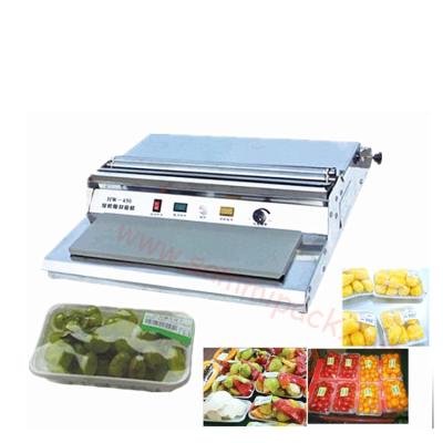 China Export Good Quality Stainless Steel Tray Sealing Machine Cling Film Wrapping Machine for sale