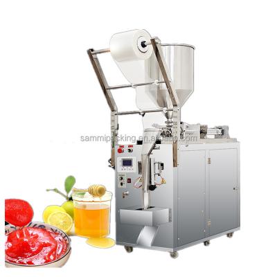 China 10-100ml Automatic Sauce Paste Ketchup Honey Yogurt Shampoo Small Liquid Sachet Bag Packing Machine With Stir for sale
