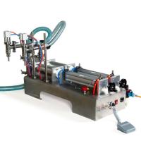 China 100-1000ml Semi Automatic Double Filling Heads Volumetric Piston Liquid Dosing Machine for sale