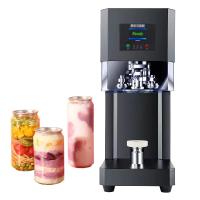 China New in Stock Boba Tea Soda Beer Can Sealer Machine Automatic Electric Pet Bottles Can Sealing Machine Ready to Ship for sale