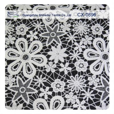 China Garment Crochet Embroidered Lace Fabric , Eco - Friendly Dyeing for sale