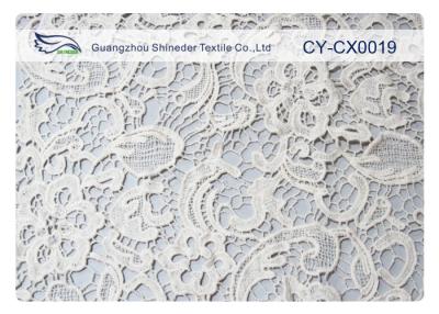 China White Flower Embroidered Lace Fabric Cotton / Nylon / Metallic CY-CX0019 for sale