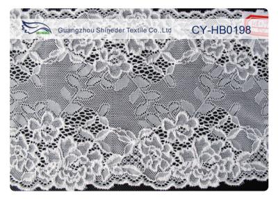 China White Stretchy Cotton Nylon Lace Fabric Trim For Wedding Dress CY-HB0198 for sale