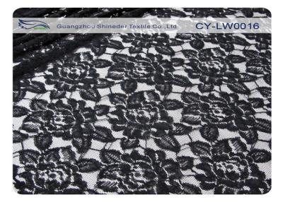 China Black Flower Cotton Nylon Lace Fabric , 65% Nylon + 35% Cotton CY-LW0016 for sale