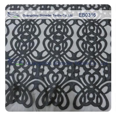 China Eco - Friendly Customized Embroidered Fabric Lace Polyester Textiles 130cm Width for sale