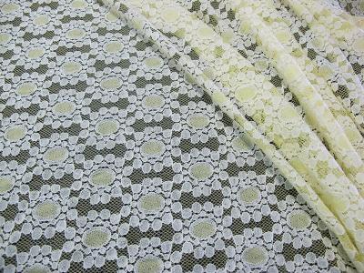 China Soft Yellow Cotton Nylon Lace Fabric Dot Floral Knitted For Lace Dress CY-DK0034 for sale