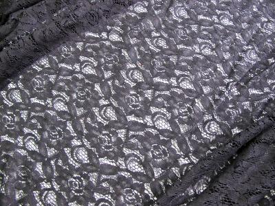 China 150cm Water Soluble Cotton Nylon Lace Fabric Black Knitted CY-LW0032 for sale