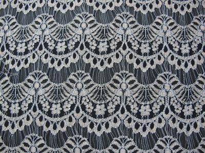 China Corded Scalloped Lace Mesh Fabric Black Guipure For Lingerie / Bra CY-DK0038 for sale